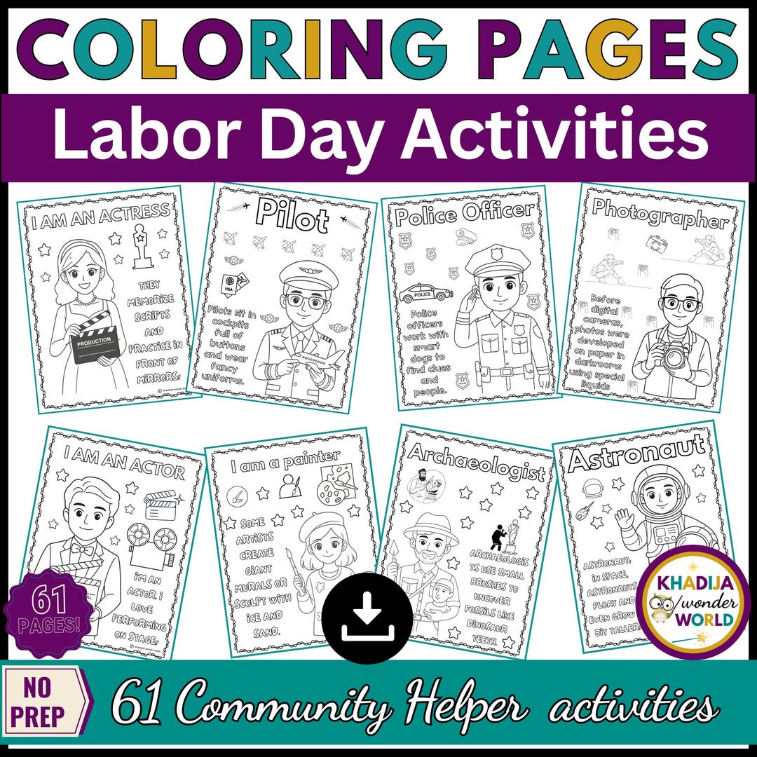 Labor Day Coloring Pages, Community Helpers, Career Day 61 Jobs ...