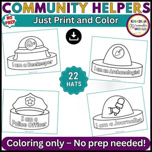 Community Helpers Paper Hats: Career Day Craftivity (printable PDF ...