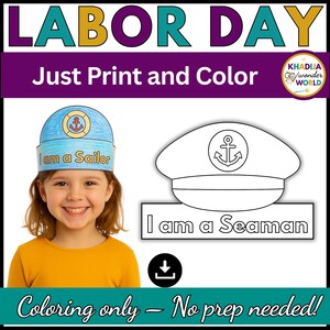 Labor Day Community Helpers Hat Coloring Craft Activity for Dramatic ...