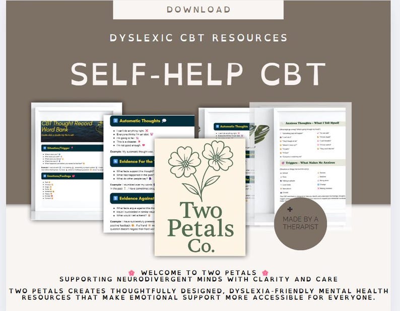 Dyslexia-friendly CBT Anxiety Toolkit: Mental Health Worksheets ...
