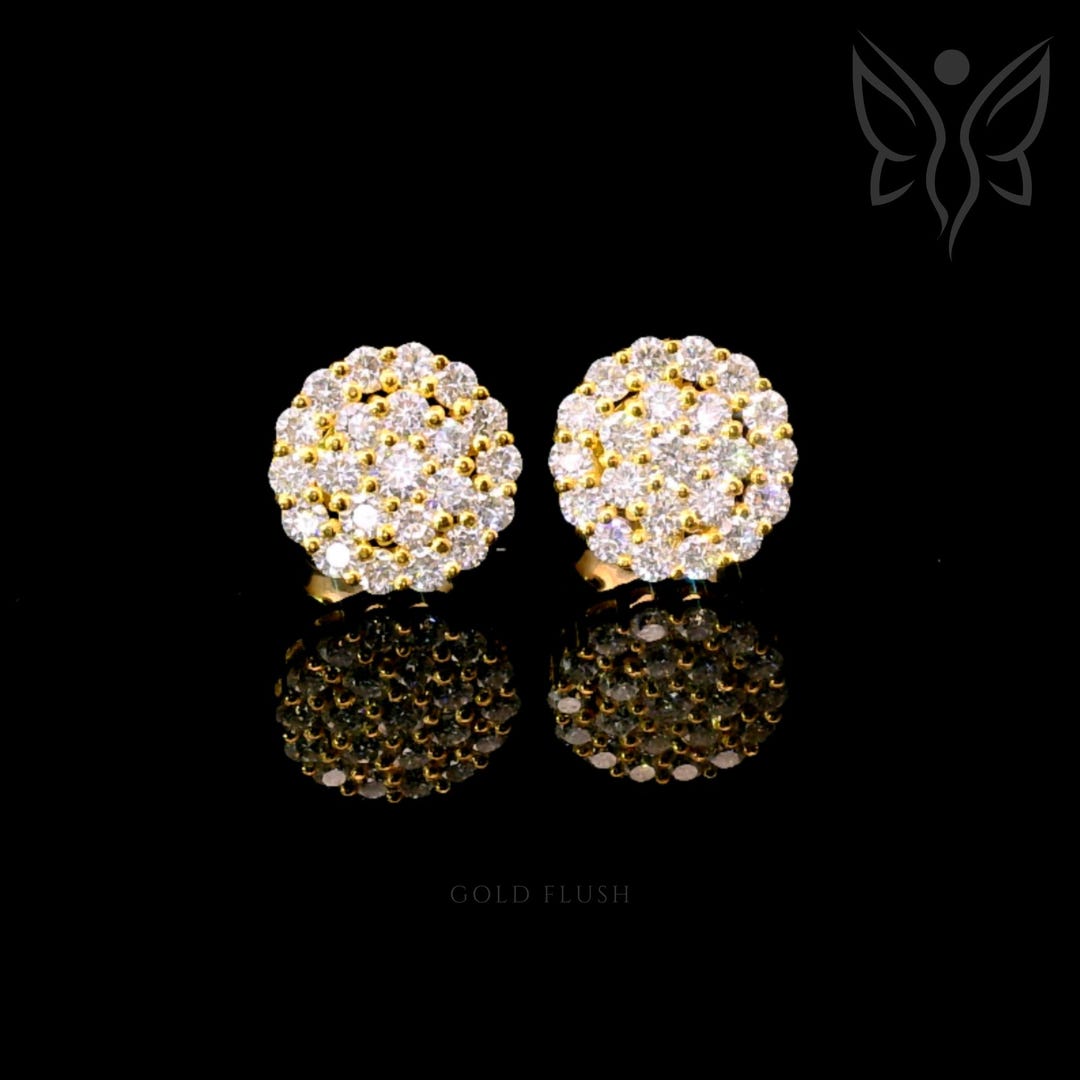 Round Cut Moissanite Earrings: Iced Out Halo Stud Earrings - Etsy