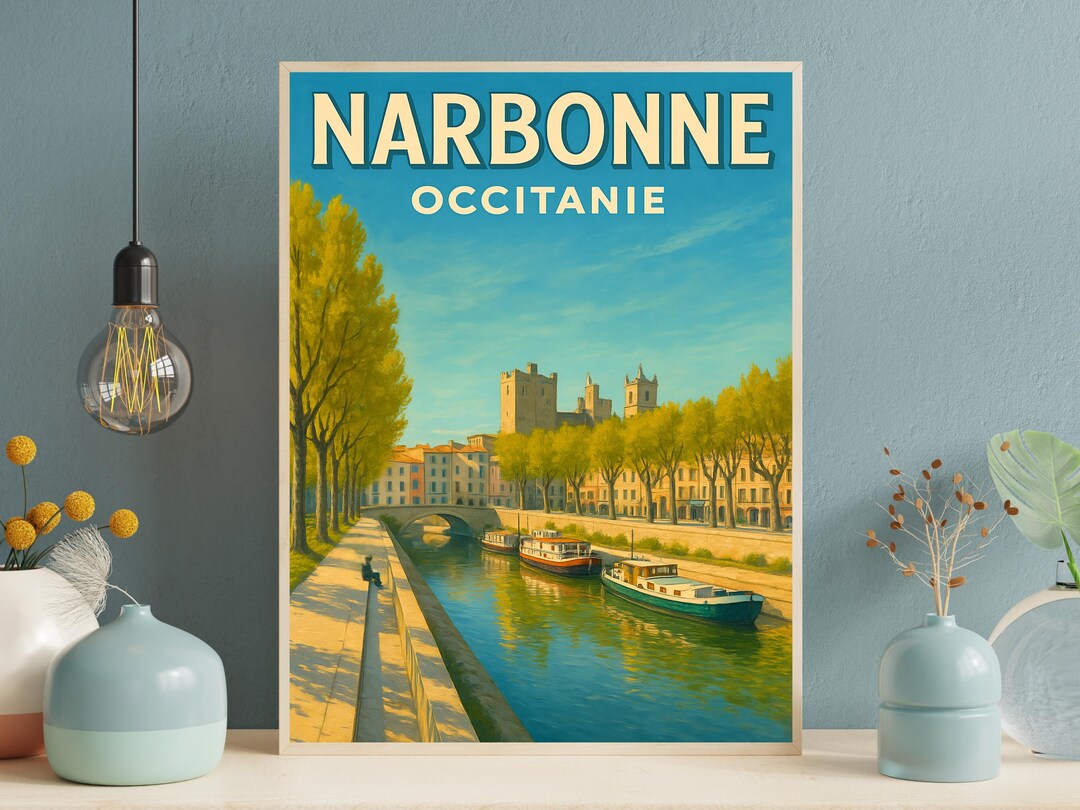 Vintage Tourist Poster of Narbonne, Aude, Canal Du Midi Poster ...