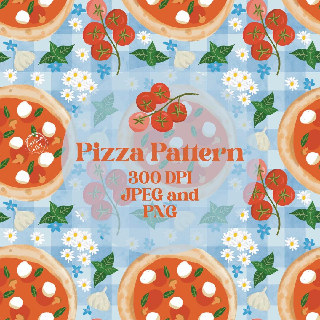 Pizza Pattern: Seamless Digital Paper (12x12 Inches, JPEG+PNG ...