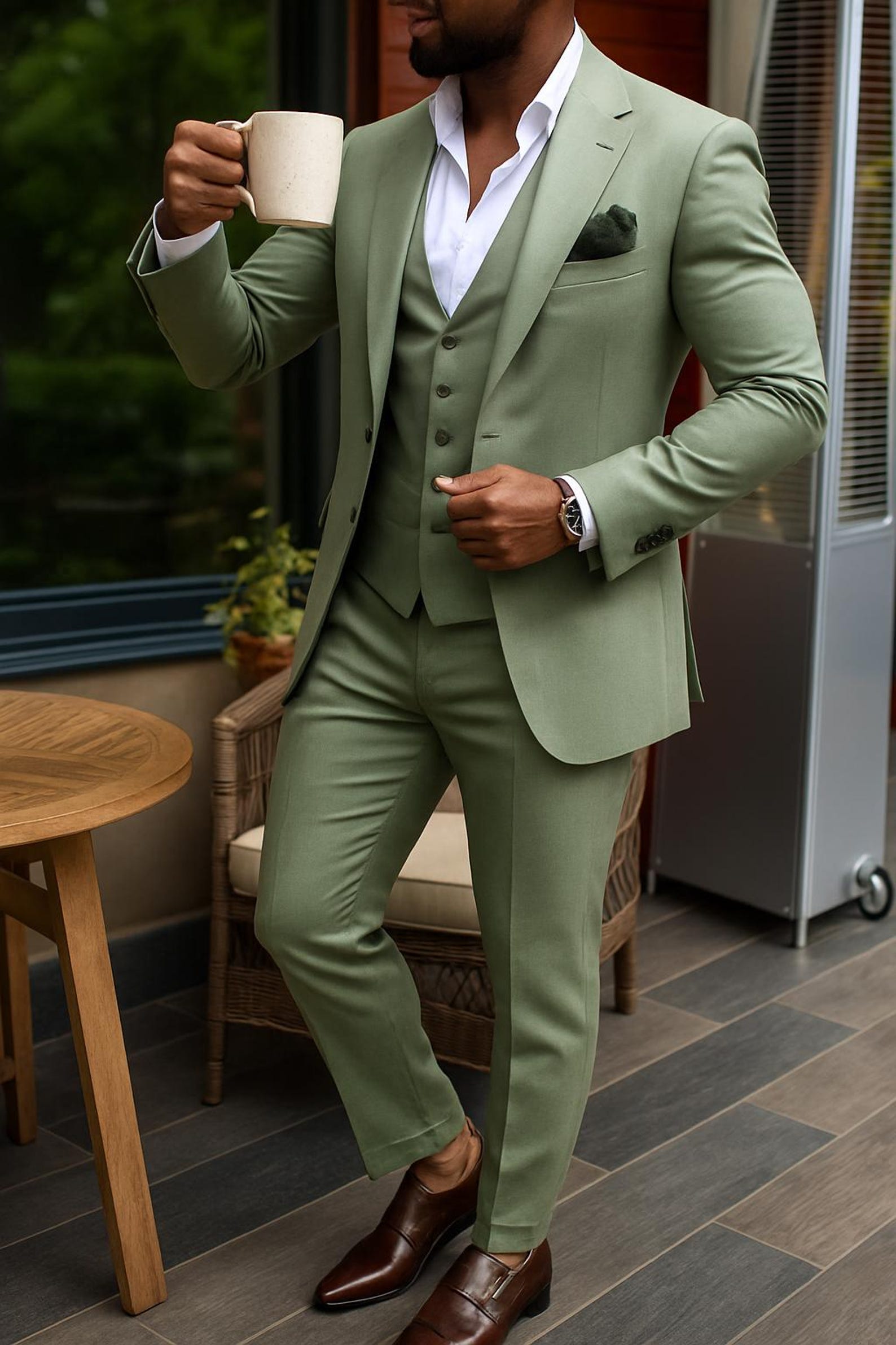 Sage Green 3 Piece Suit for Men , Suit for Weddings and Parties , Light ...