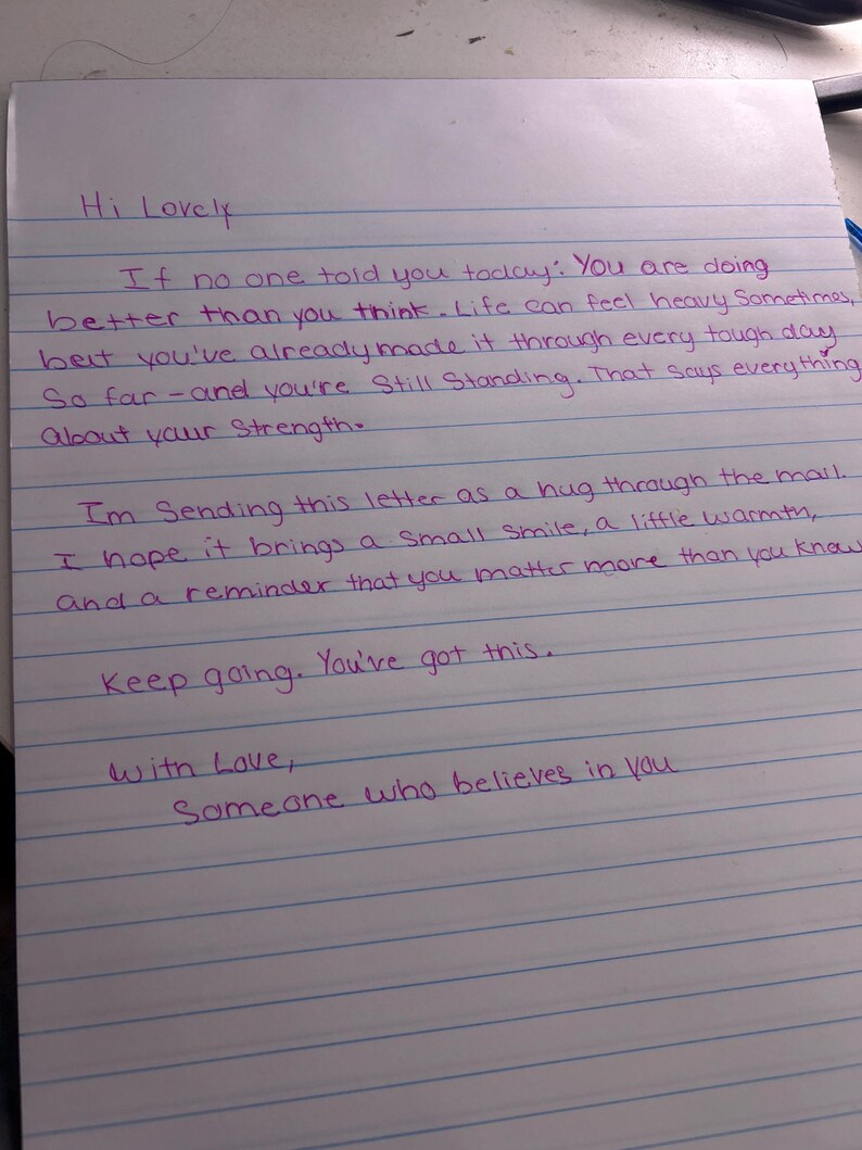 Handwritten “mail Me a Hug” Letter – Uplifting Mail With Words of ...
