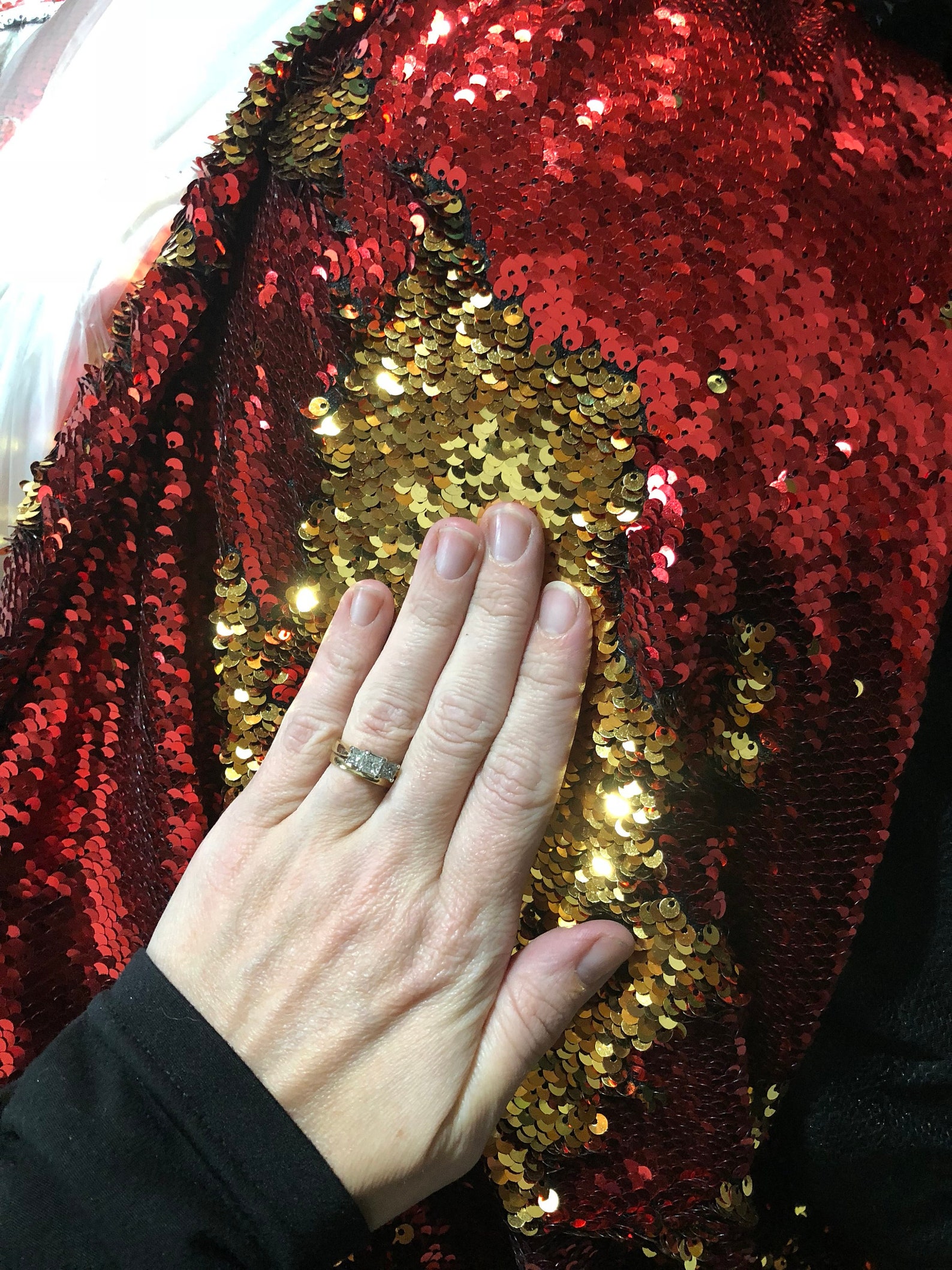 Red/gold Color Changing Sequin Mermaid Reverse Flip Stretch Fabric by ...