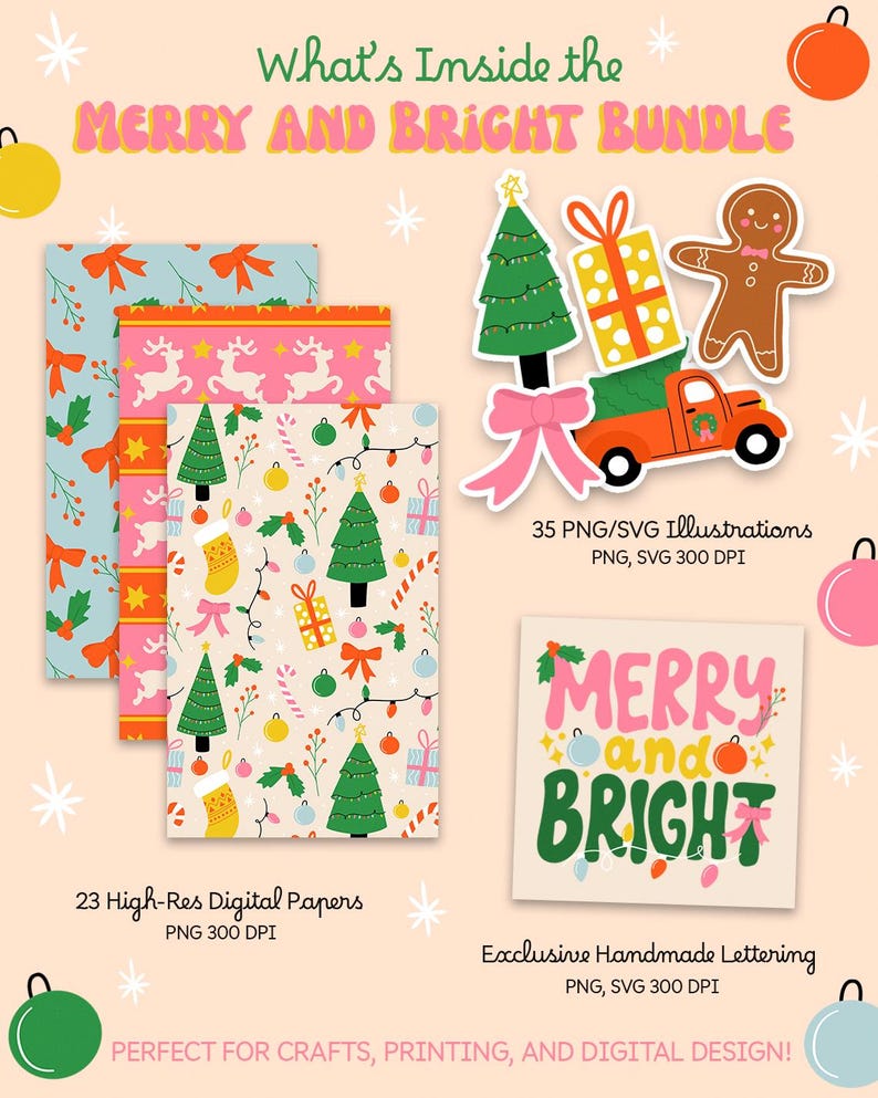 Pastel Christmas Clipart Bundle: PNG & SVG Festive Illustrations ...