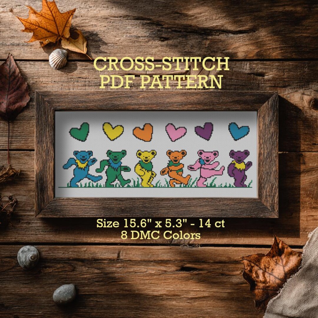 Grateful Dead | Dancing Bears | Marching Bears | Hearts | Cross Stitch ...