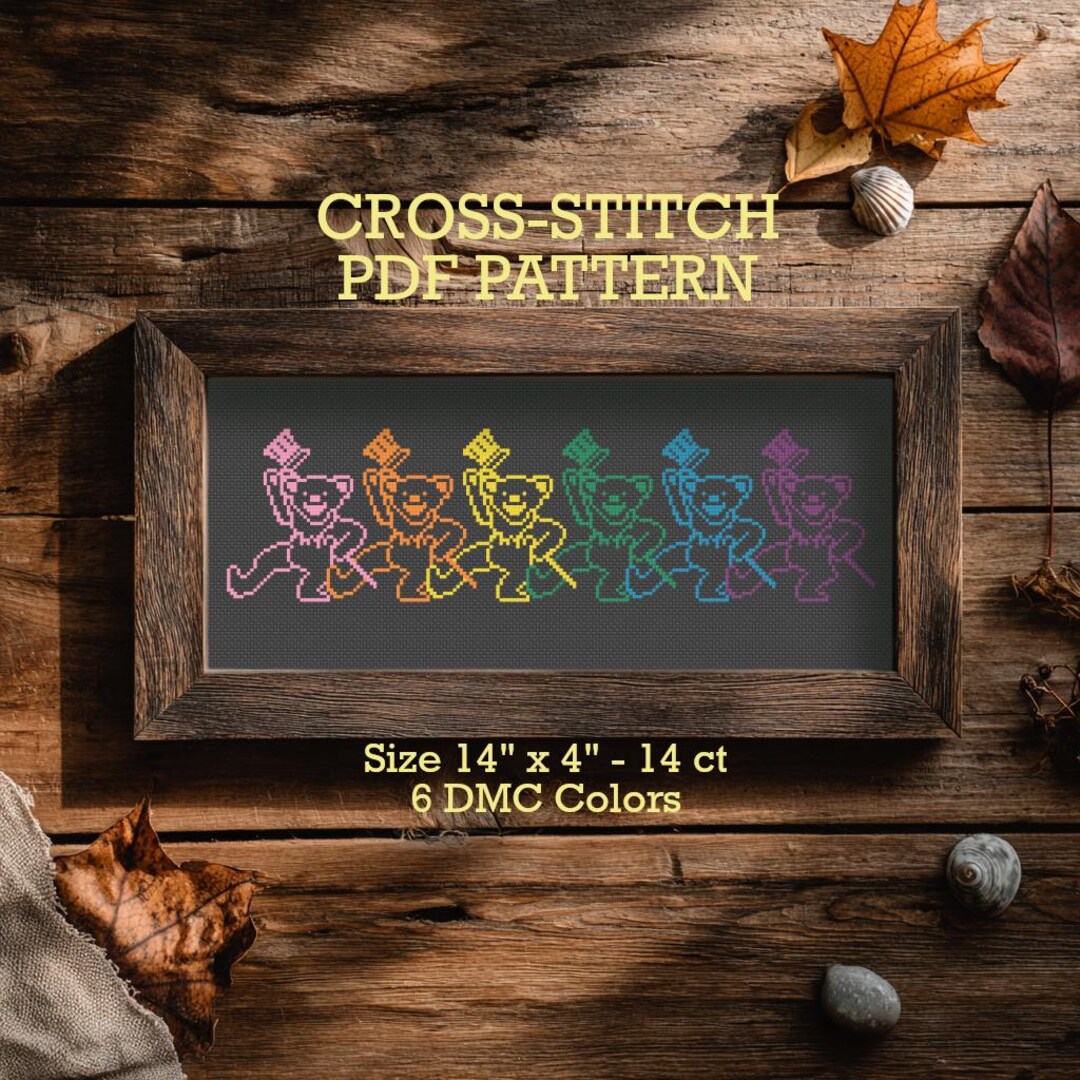 Grateful Dead | Outline Dancing Bears | Marching Bears | Cross Stitch ...