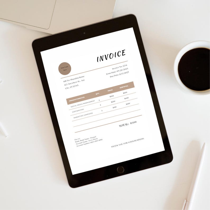 Editable Minimalist Invoice Template for Busy Moms, Invoice Template ...