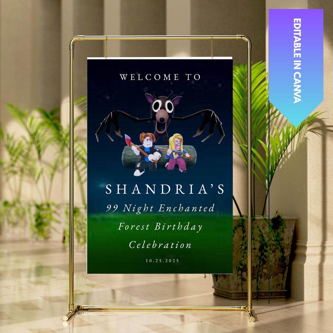 Editable 99 Nights in the Forest Welcome Sign | Roblox and Boho ...
