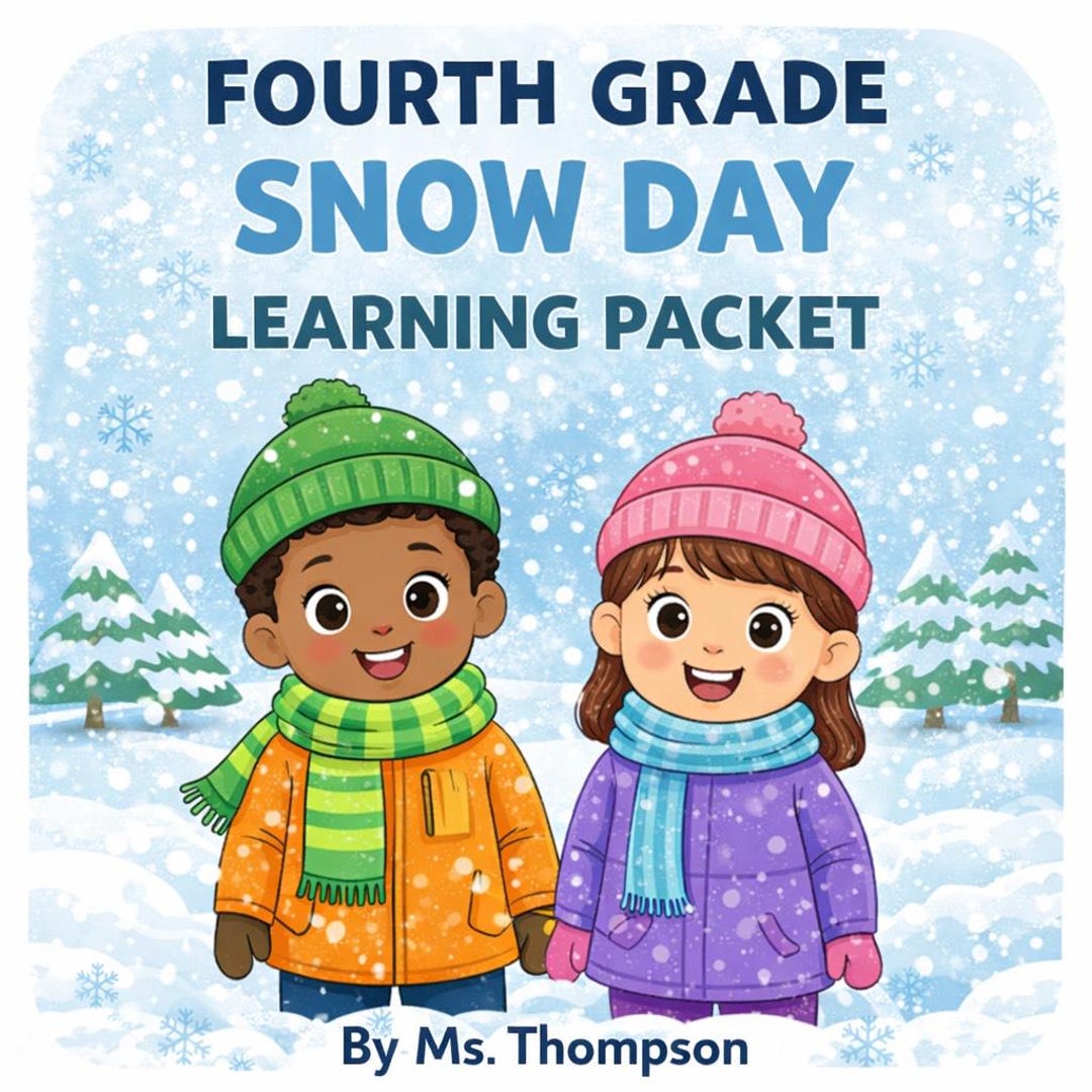 Fourth Grade Snow Day Learning Packet | 4th Grade Math, Reading ...