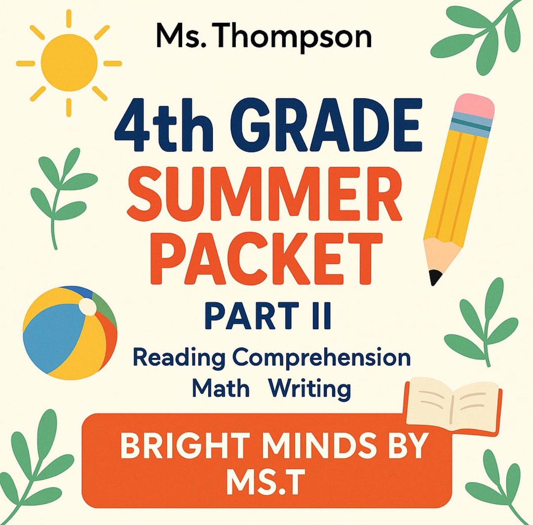 4th Grade Summer Learning Packet Part 2 | Reading, Math & Fun ...