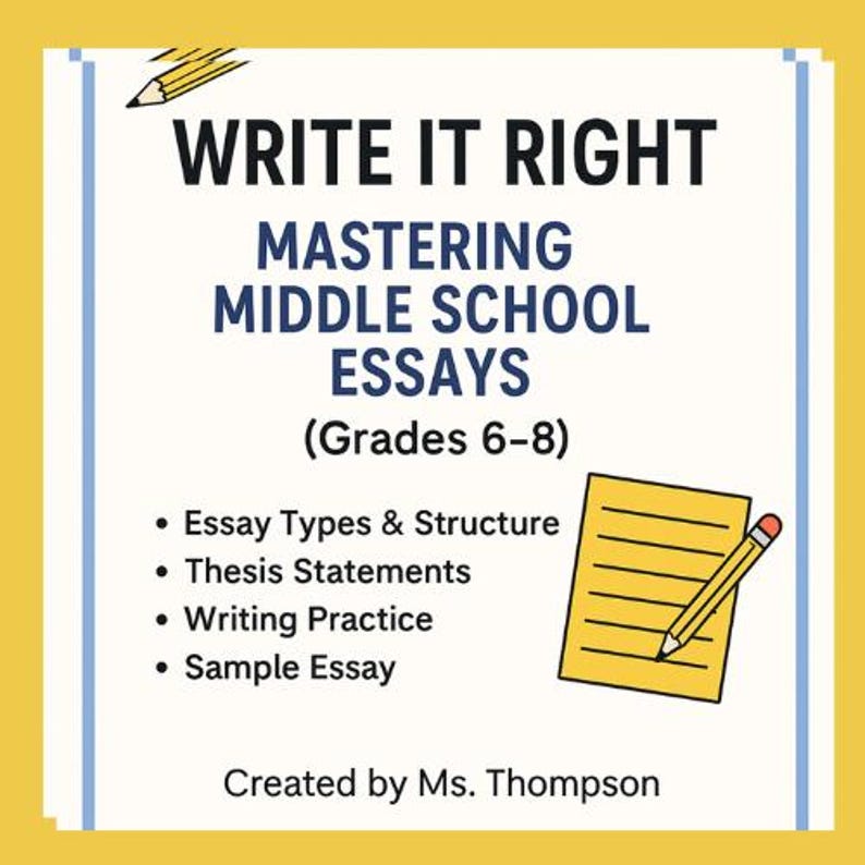 Essay Writing Workbook for Middle School (grades 6-8) | Write It Right ...