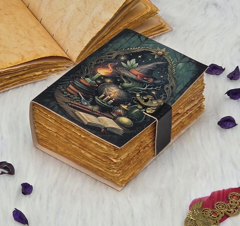 Witch’s Spellbook Journal | Vintage Handmade Magic Grimoire | Lockable ...
