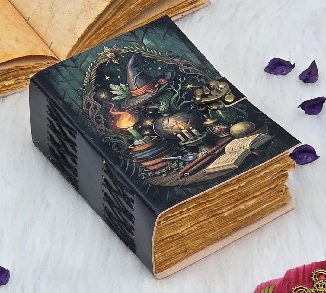 Witch’s Spellbook Journal | Vintage Handmade Magic Grimoire | Lockable ...