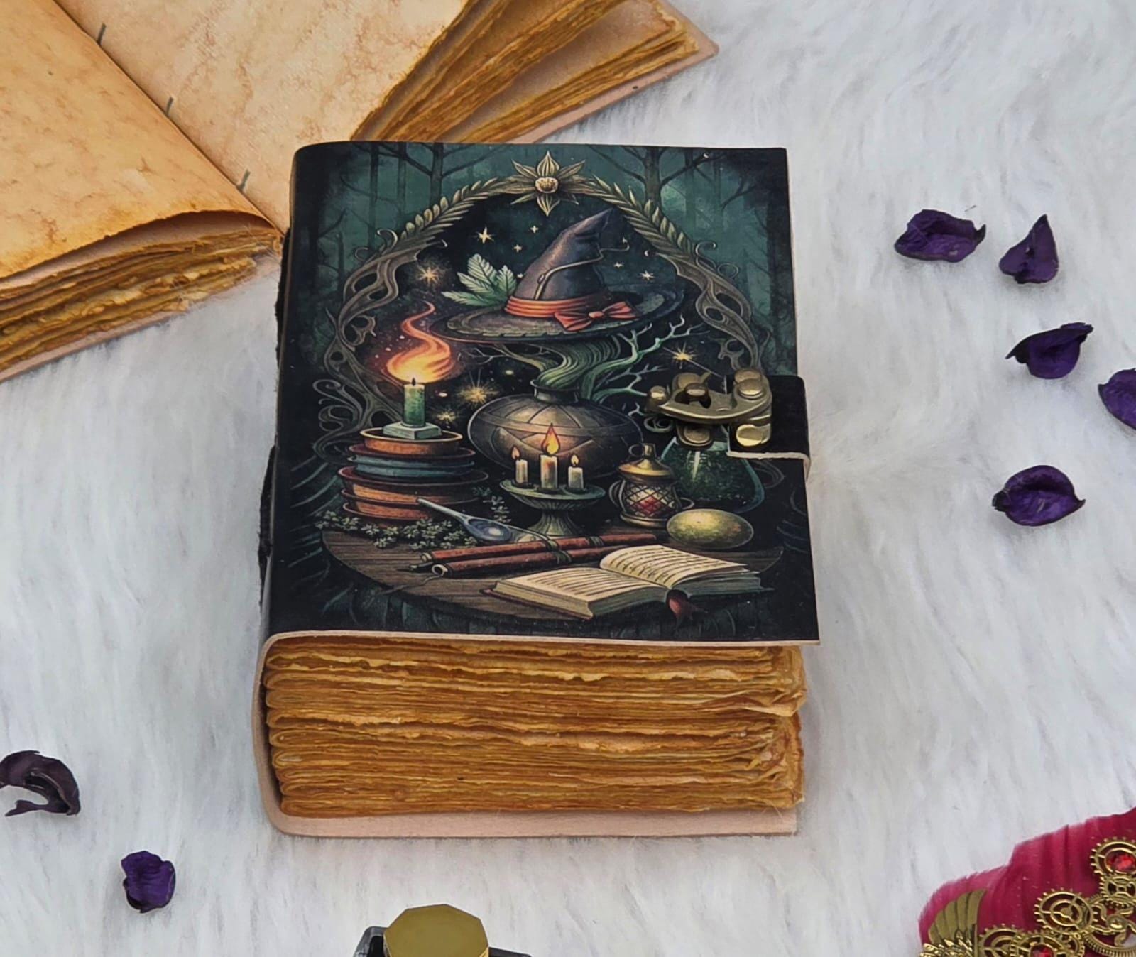 Witch’s Spellbook Journal | Vintage Handmade Magic Grimoire | Lockable ...