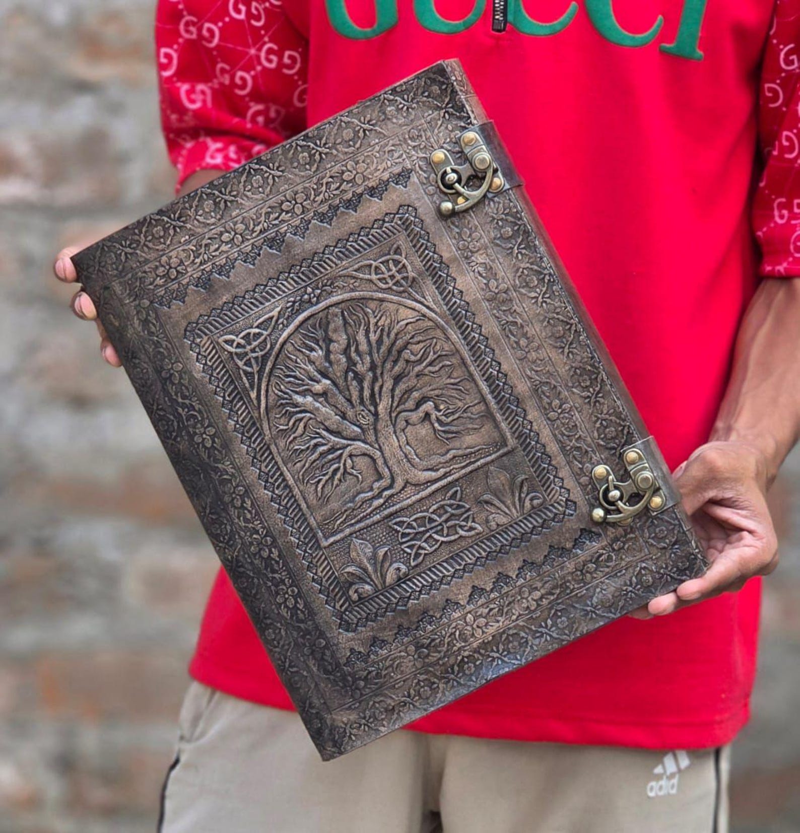Large Antique Tree of Life Handmade Leather Journal Book of Shadows ...