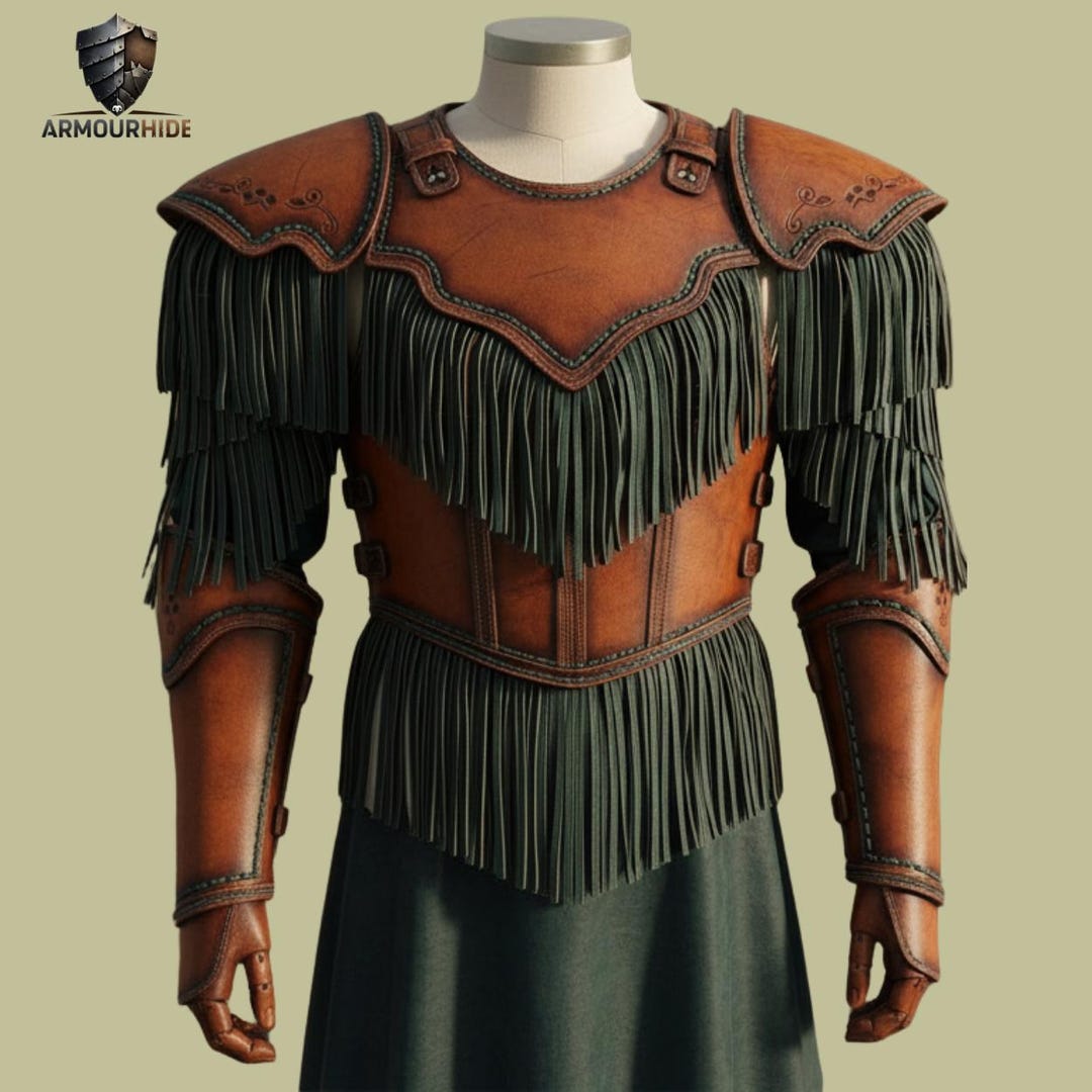 Handmade Cultured Leather Armor With Fringe - Battle LARP Costume ...