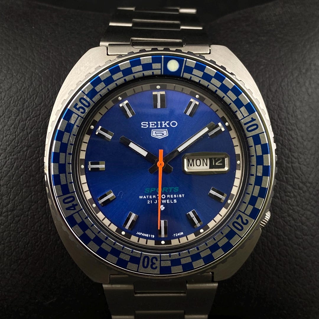 Vintage Refurbished Seiko 5 Rally Diver Blue Face Sports Men's Watch - Etsy