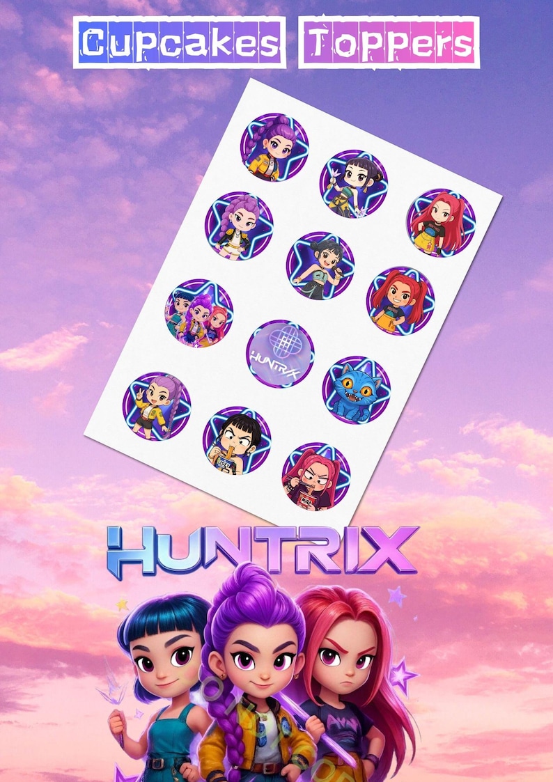 Cupcake Topper Kpop Huntrix Demon Hunters - Etsy