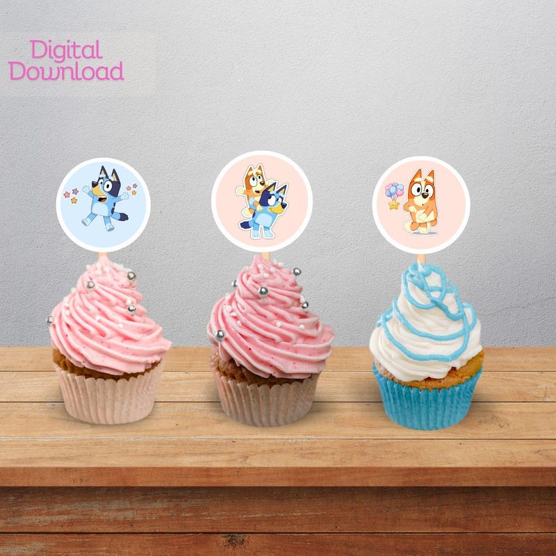 Bluey Cupcakes for Girls - Etsy
