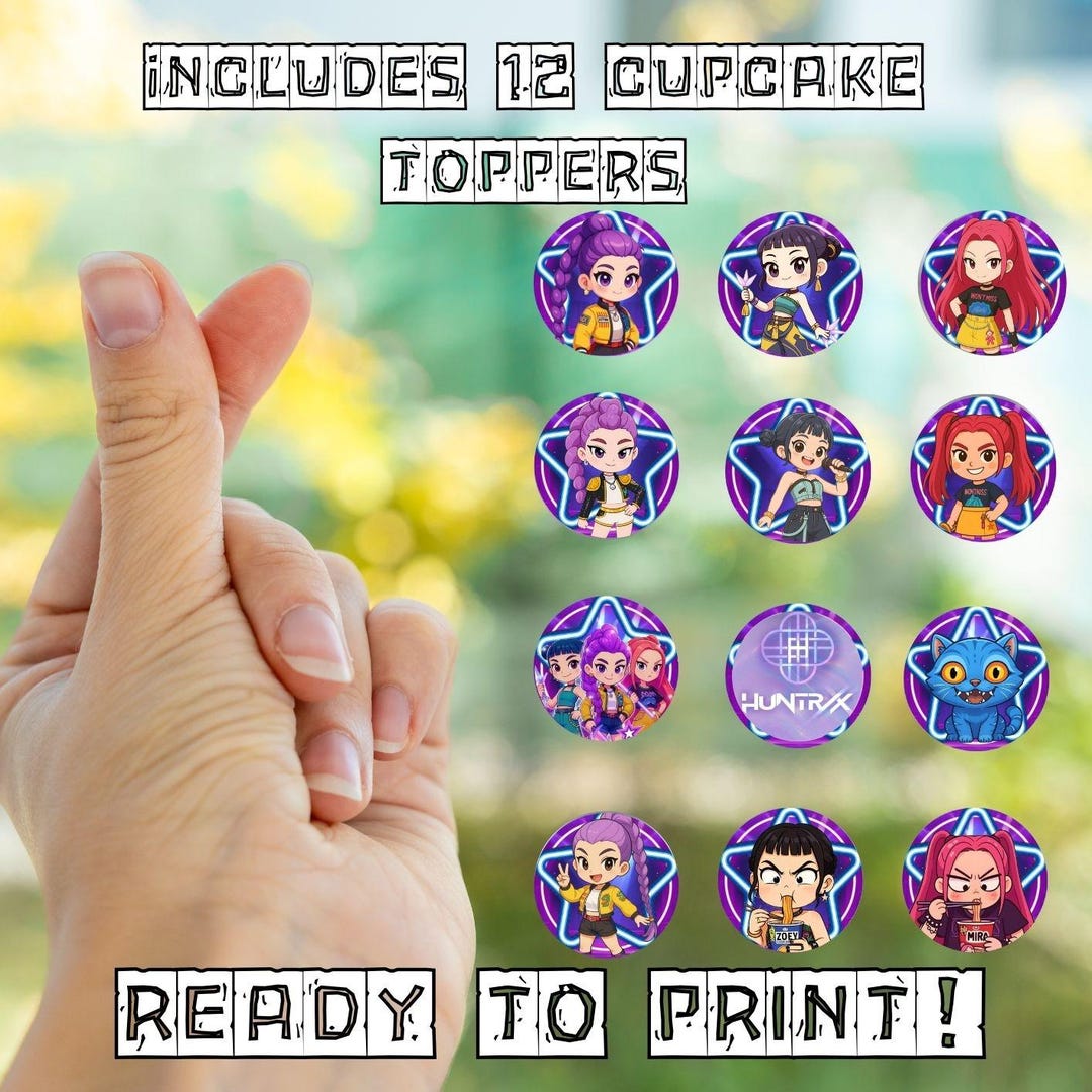 Cupcake Topper Kpop Huntrix Demon Hunters - Etsy