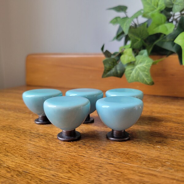Blue Porcelain Knobs - Etsy