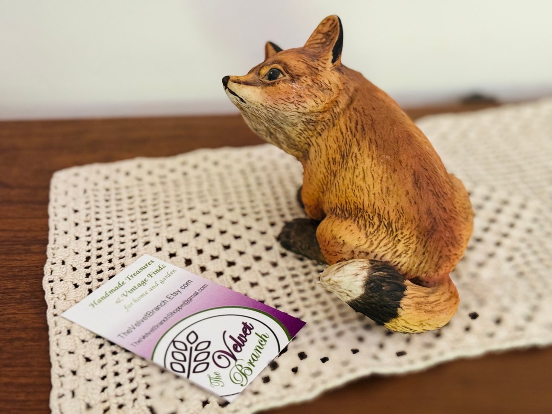 Vintage Fox Figurine. Porcelain Cute Baby Animal. 70s Roscoe RJ Brown ...
