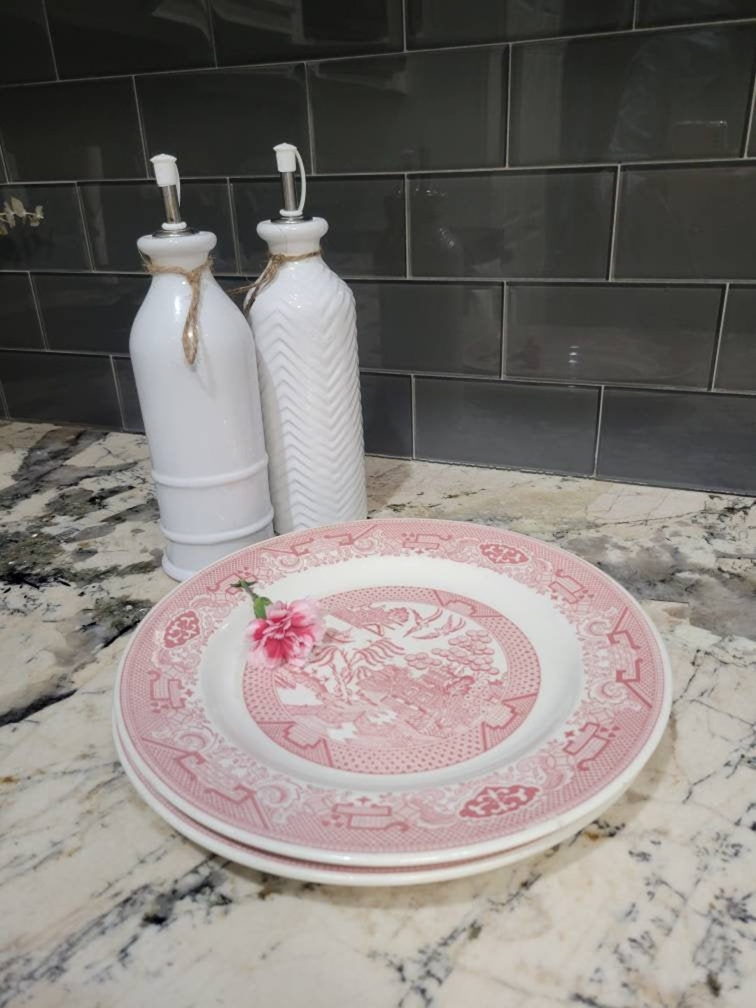 Pink Willow Ware Vintage Plates Dishes Pair, Royal China Set of 2 ...
