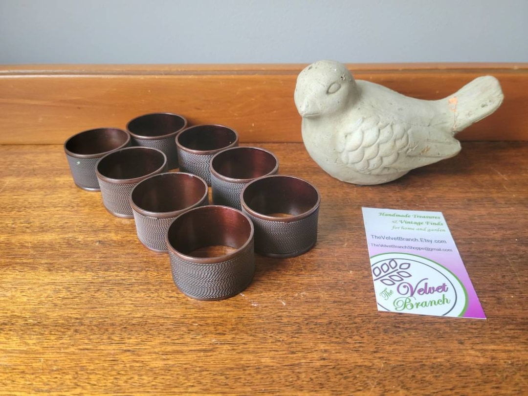Vintage Textured Bronze Napkin Rings Set of 8 Collection of Metal ...