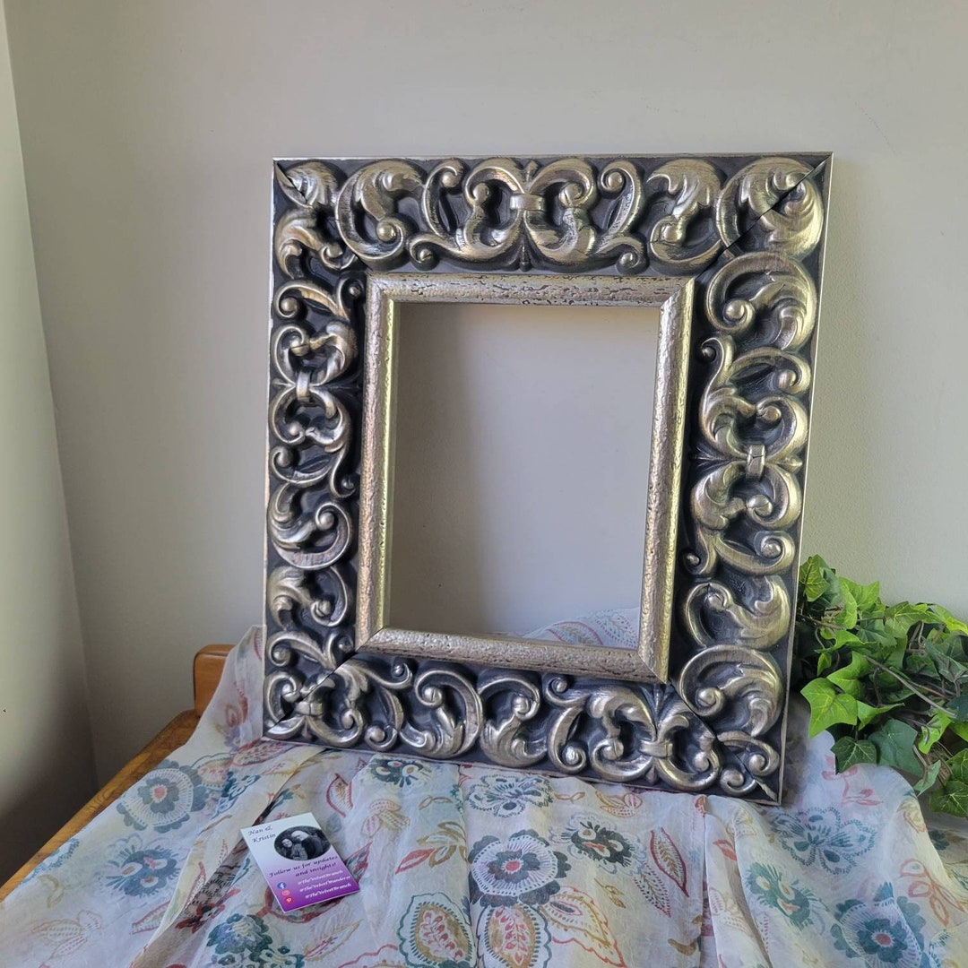 Large Antique Style Silver Rococo Frame 16x18 , Chunky Vintage Ornate ...
