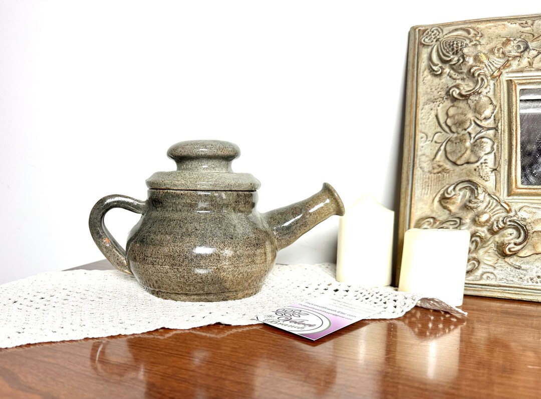 Vintage Ceramic Teapot. Rustic Handmade Gray Speckled Teapot. Vintage ...
