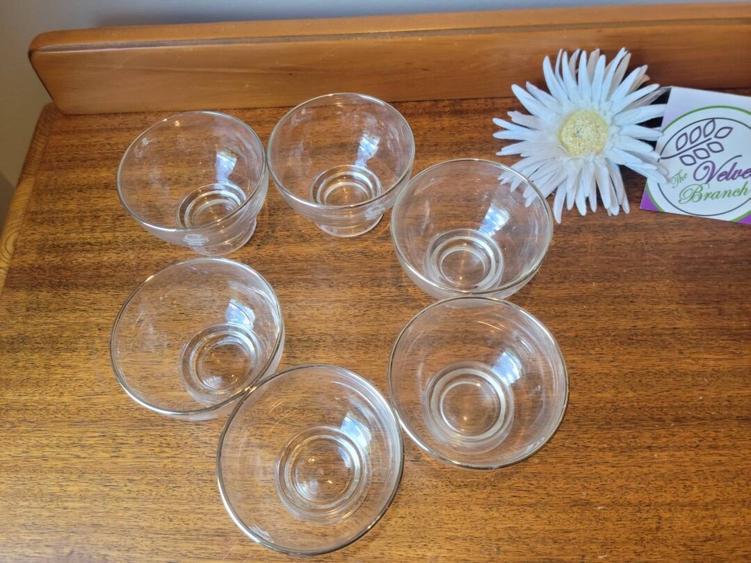Vintage Glass Pudding Dishes Set of 6. Monogram S Clear Jello Cups ...