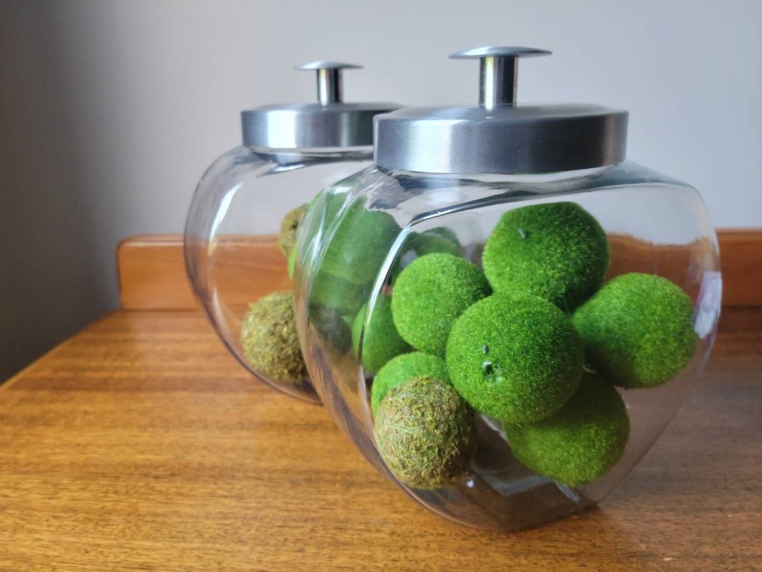 Retro Glass Storage Canister Jars With Brushed Silver Metal Lids ...