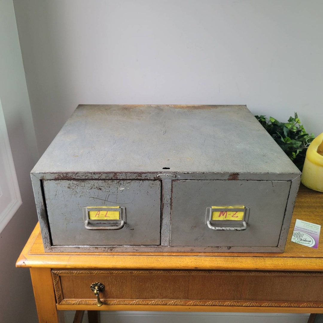 Vintage Metal Card File Cabinet Fabulous Mid-century - Etsy