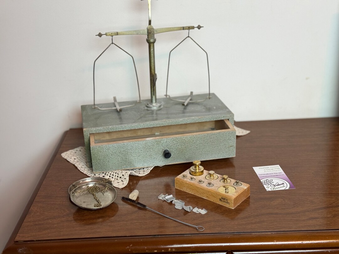 Vintage Scale With Weights. West German Apothecary Jewelry Precious ...