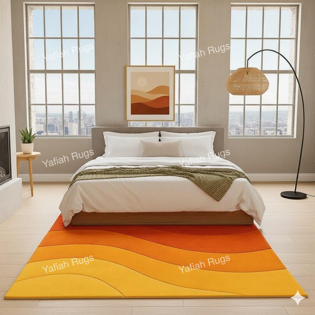 Hand Tufted Wool Area Rug: River Pattern, Modern Design - Etsy