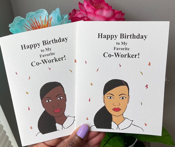Co-worker Birthday Card Happy Birthday Co-worker Card Black - Etsy