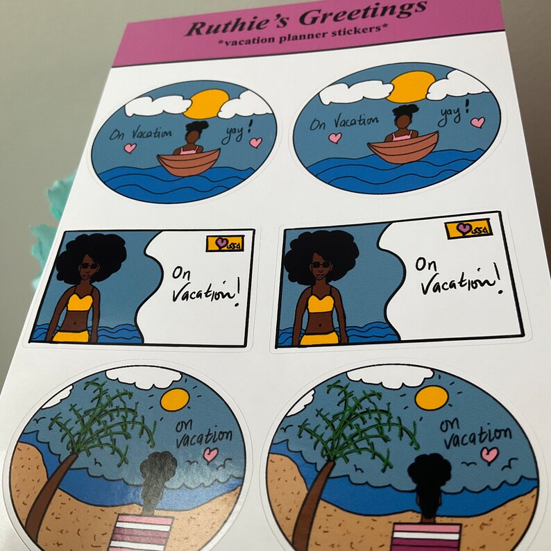Black Girl Vacation Stickers, Vacation Stickers, Black Girl Planner ...