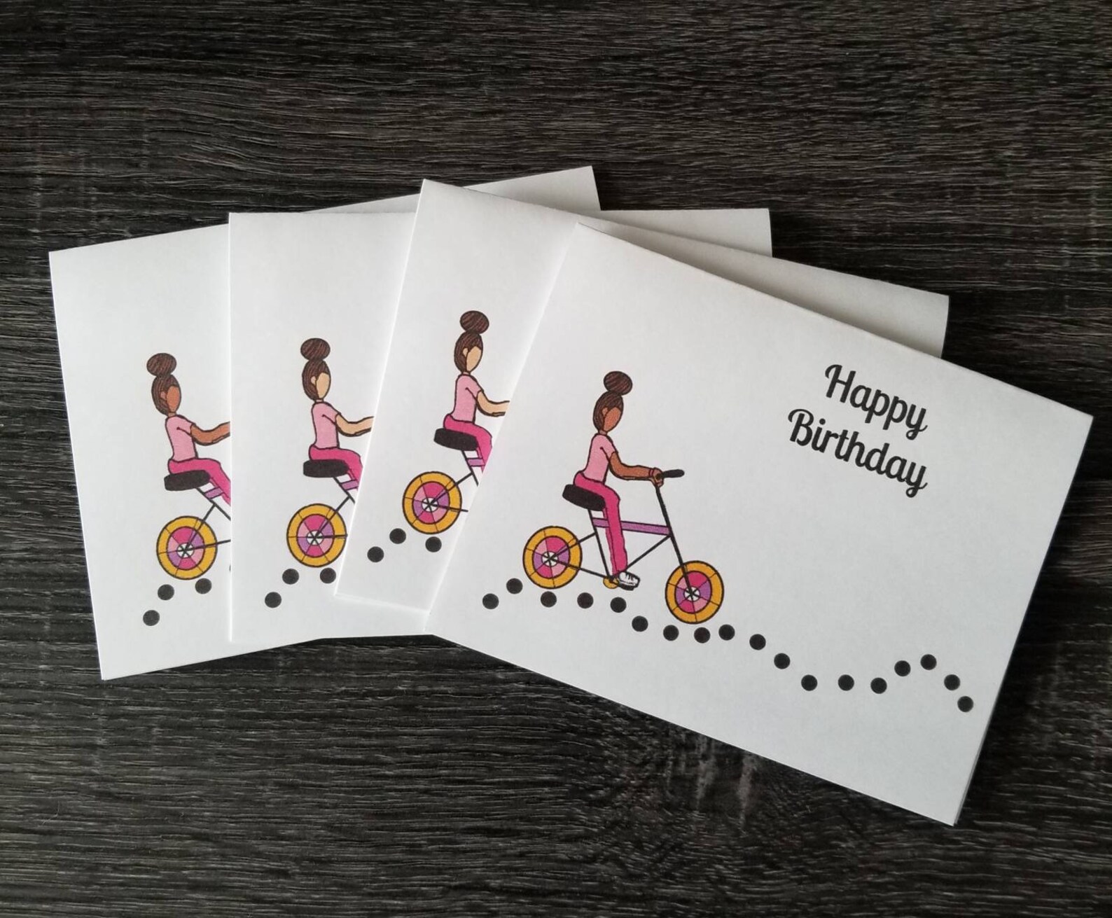 Bike Birthday Card 4-Pack for Girl or Woman Birthday Card | Etsy