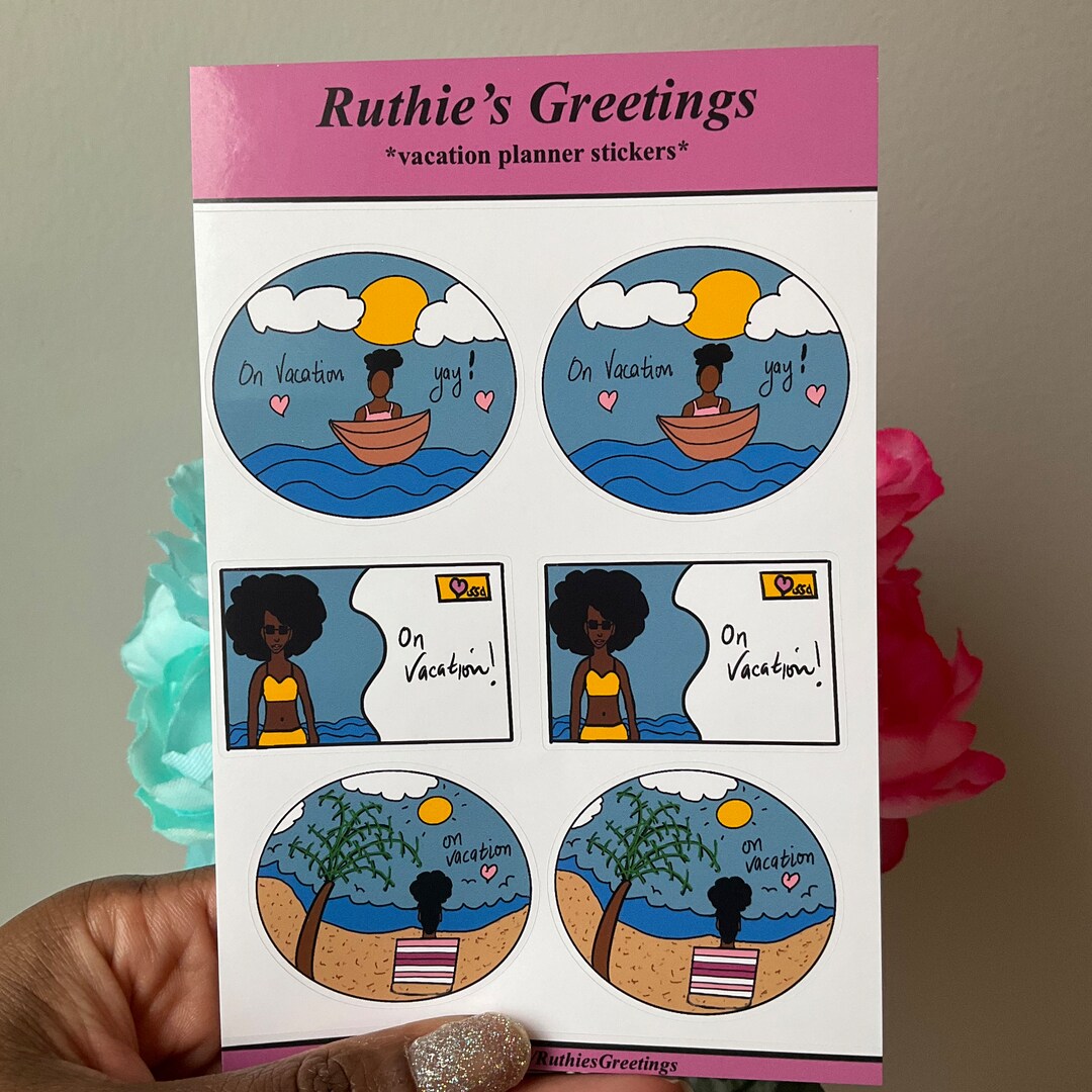 Black Girl Vacation Stickers, Vacation Stickers, Black Girl Planner ...