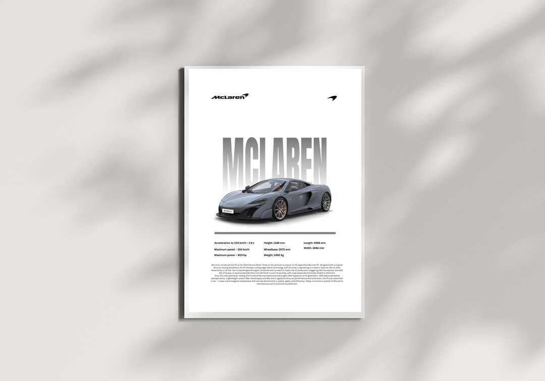 Mclaren P1 Hypercar Poster: Automotive Wall Art for Car Enthusiasts - Etsy