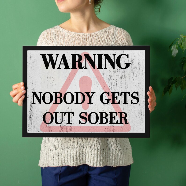 Funny Bar Poster | Bar Poster | Home Bar Decor | Wall Art | Warning ...
