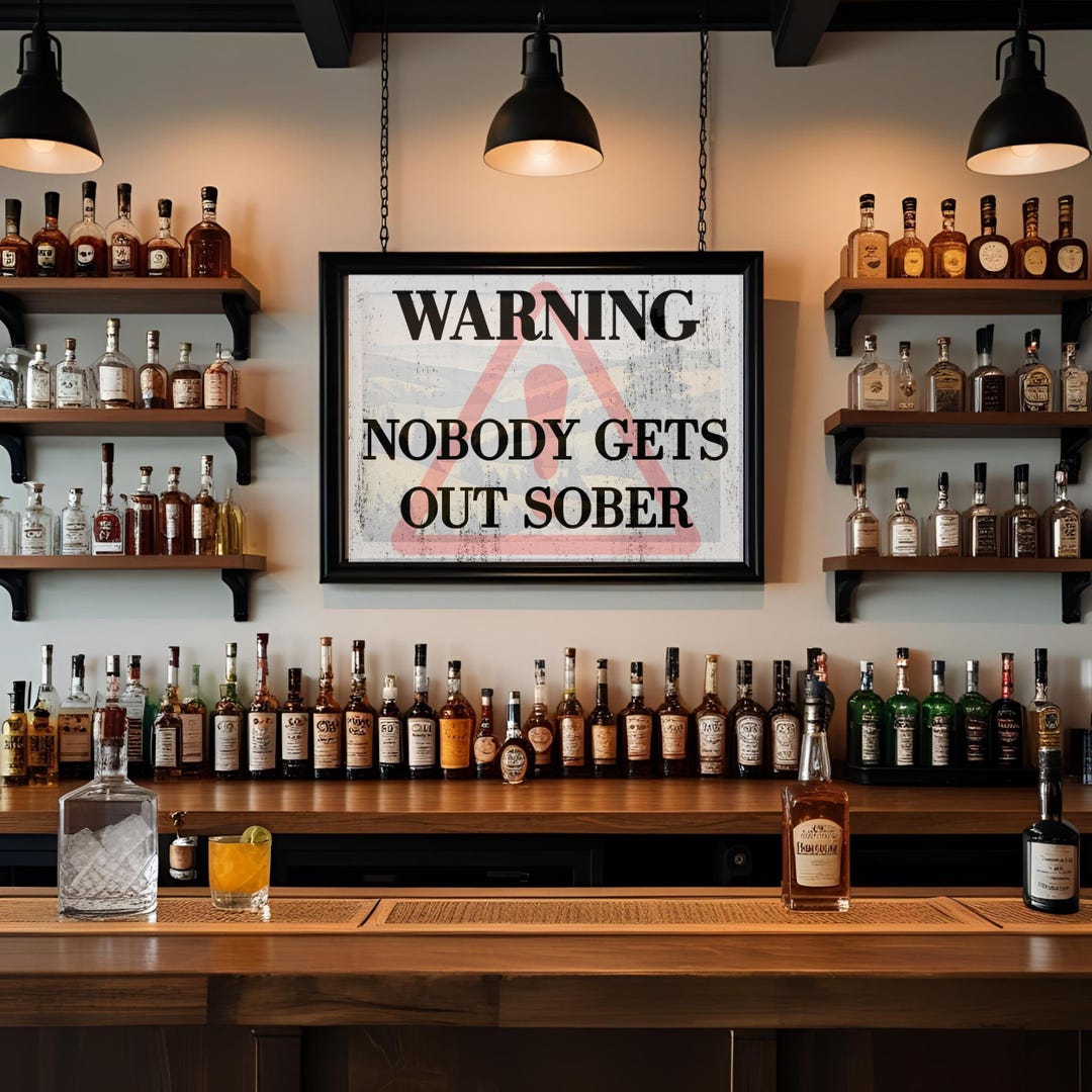 Funny Bar Poster | Bar Poster | Home Bar Decor | Wall Art | Warning ...