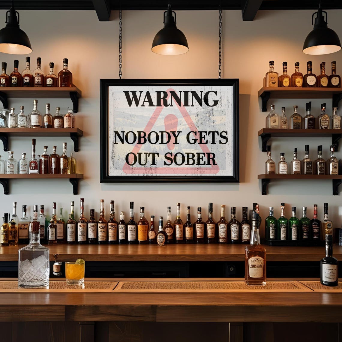 Funny Bar Poster | Bar Poster | Home Bar Decor | Wall Art | Warning ...