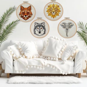 Set of Geometric Animal Hand Embroidery Template, DIY Stitch Pattern ...