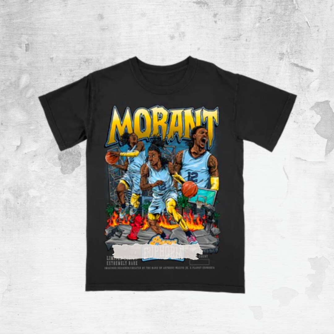 Ja Morant V2 Vintage Basketball Graphic Tee | Retro Basketball T-shirt ...