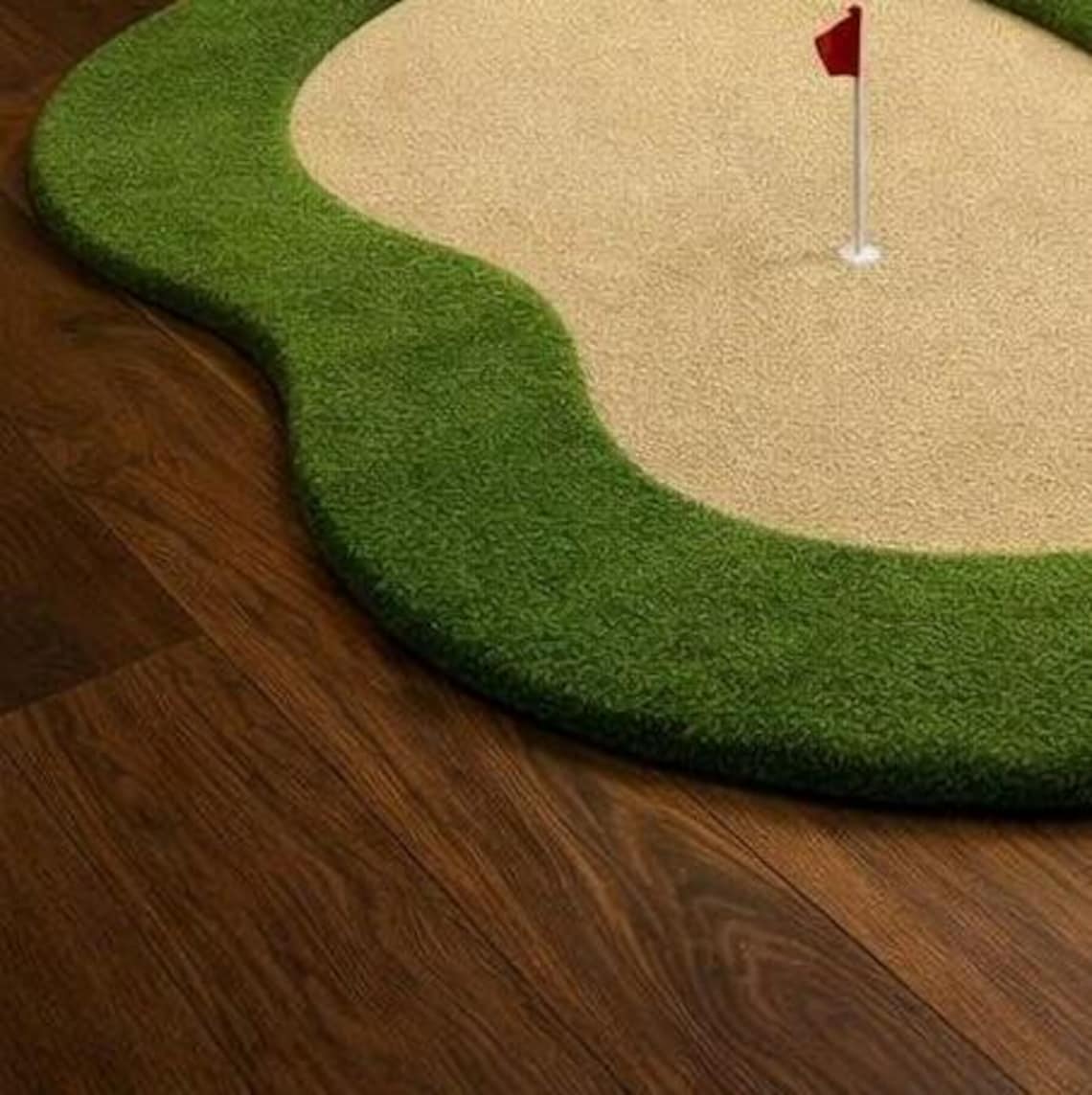 Hand Tufted Golf Rug Green Luxury Wool Carpet Golf Course Theme Area ...