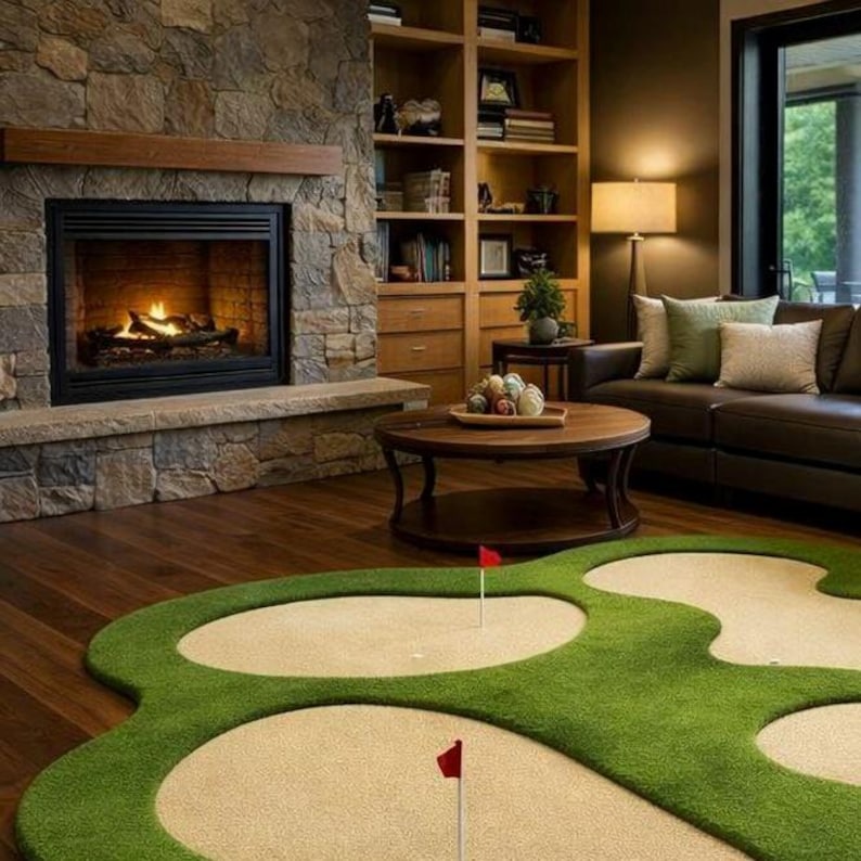 Hand Tufted Golf Rug Green Luxury Wool Carpet Golf Course Theme Area ...